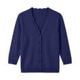 3/4 Sleeve Knit Crop Cardigan For Women V-Neck Button Down Sweater ...