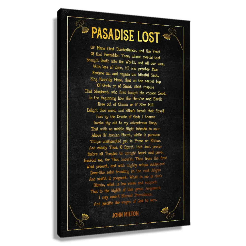 Pasadise Lost Poem Wall Decor John Milton Quote Wall Art Poetry Poster ...