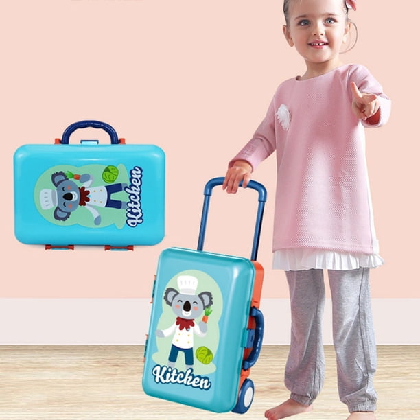 Kids Pretend Play Toy Kitchen Playset, Travel Suitcases Are Easy to ...