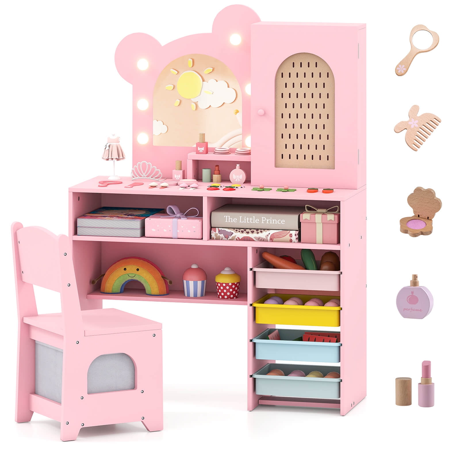 Click here for Costway Kids Vanity With Lights With 5 Drawers & 2... prices