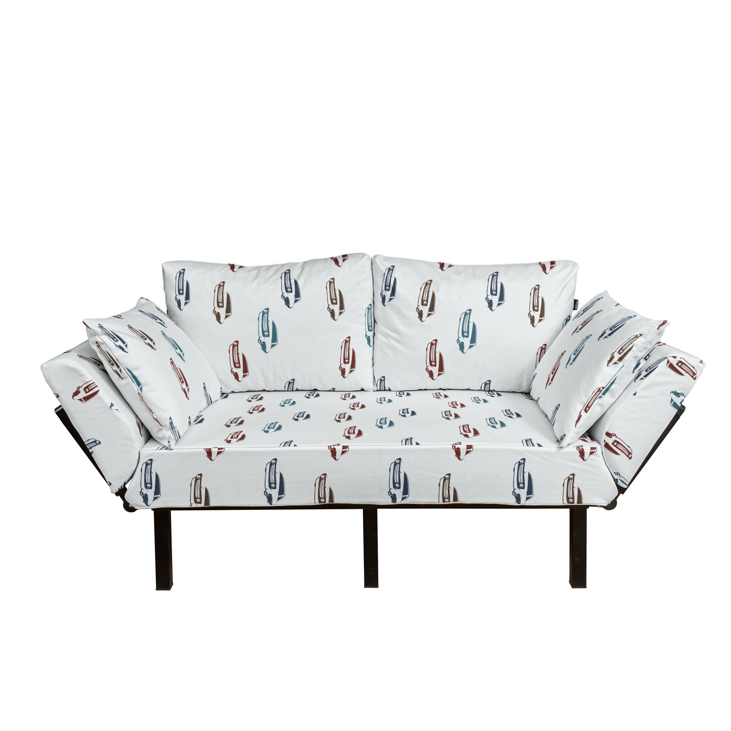 Cars Futon Couch, Different Colored Muscle Cars with Retro Display ...