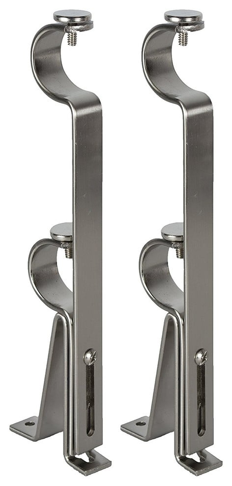 Urbanest Adjustable Double Rod Bracket, Up to 1 1/8", Brushed Steel ...