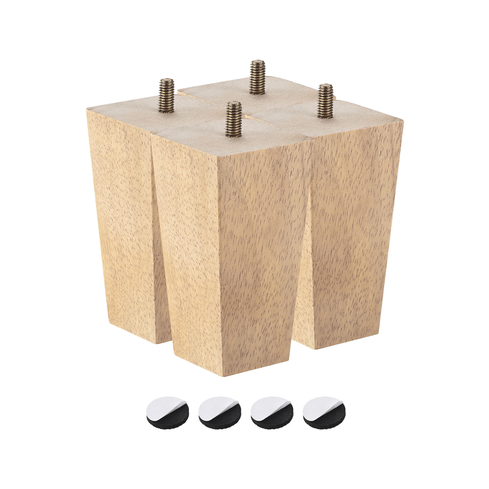Uxcell Furniture Legs 4 Inch(100mm) Set of 4 Square Solid Wood Couch ...