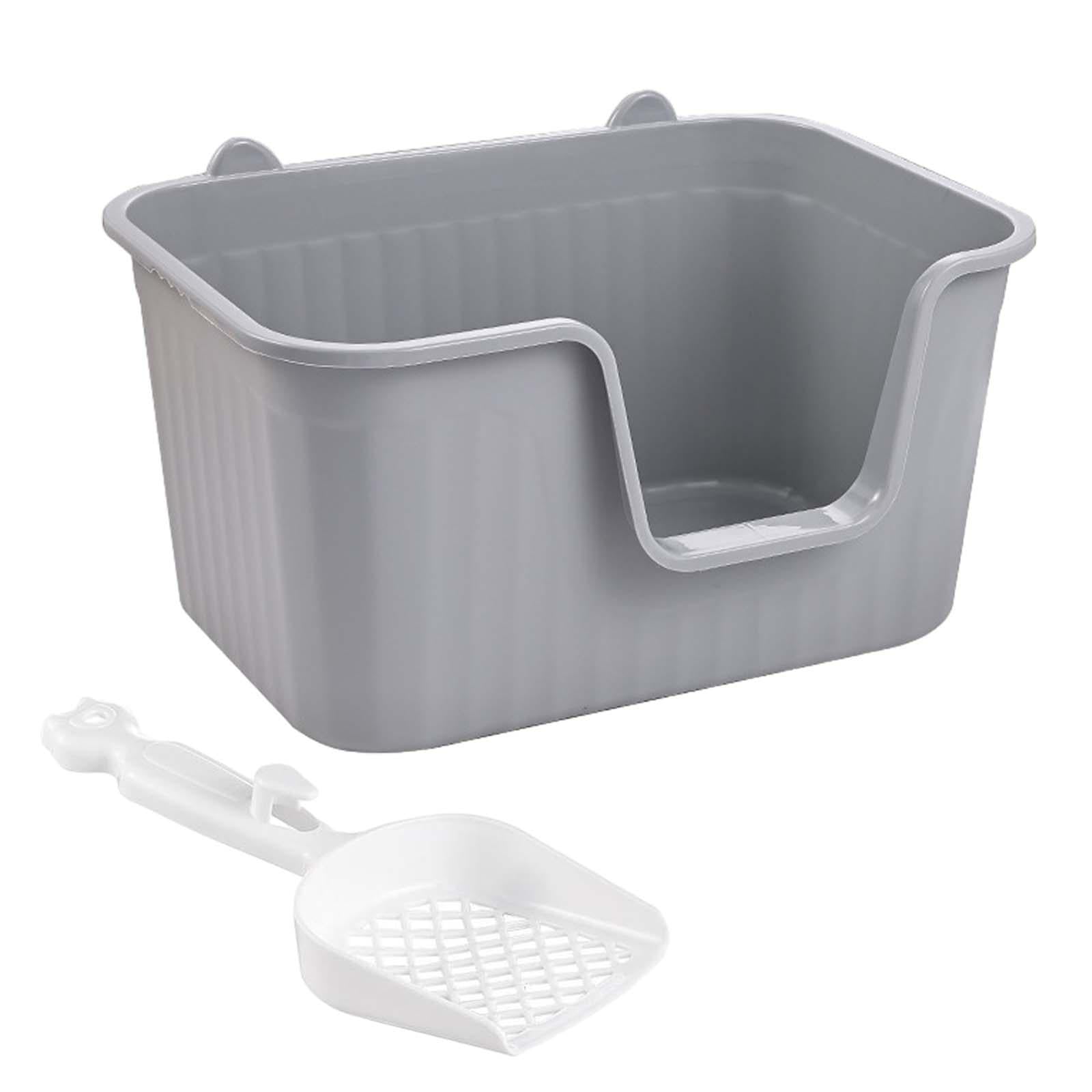 Open Top Pet Litter Tray Kitty Litter Pan with Cat Litter Basin Cat ...