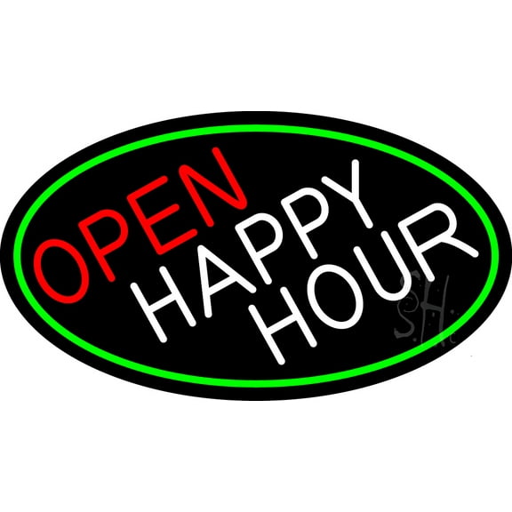 Red Happy Hour LED Neon Sign 18 x 18 - inches, Clear Edge Cut Acrylic ...