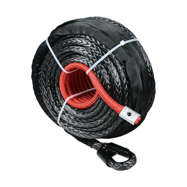 Astra Depot 95' x 3/8" Black Synthetic Winch Rope 20500 LB s for Hich ...