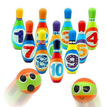 Kids Bowling Set Includes 10 Pins and 2 Balls Perfect Bowling Set with ...