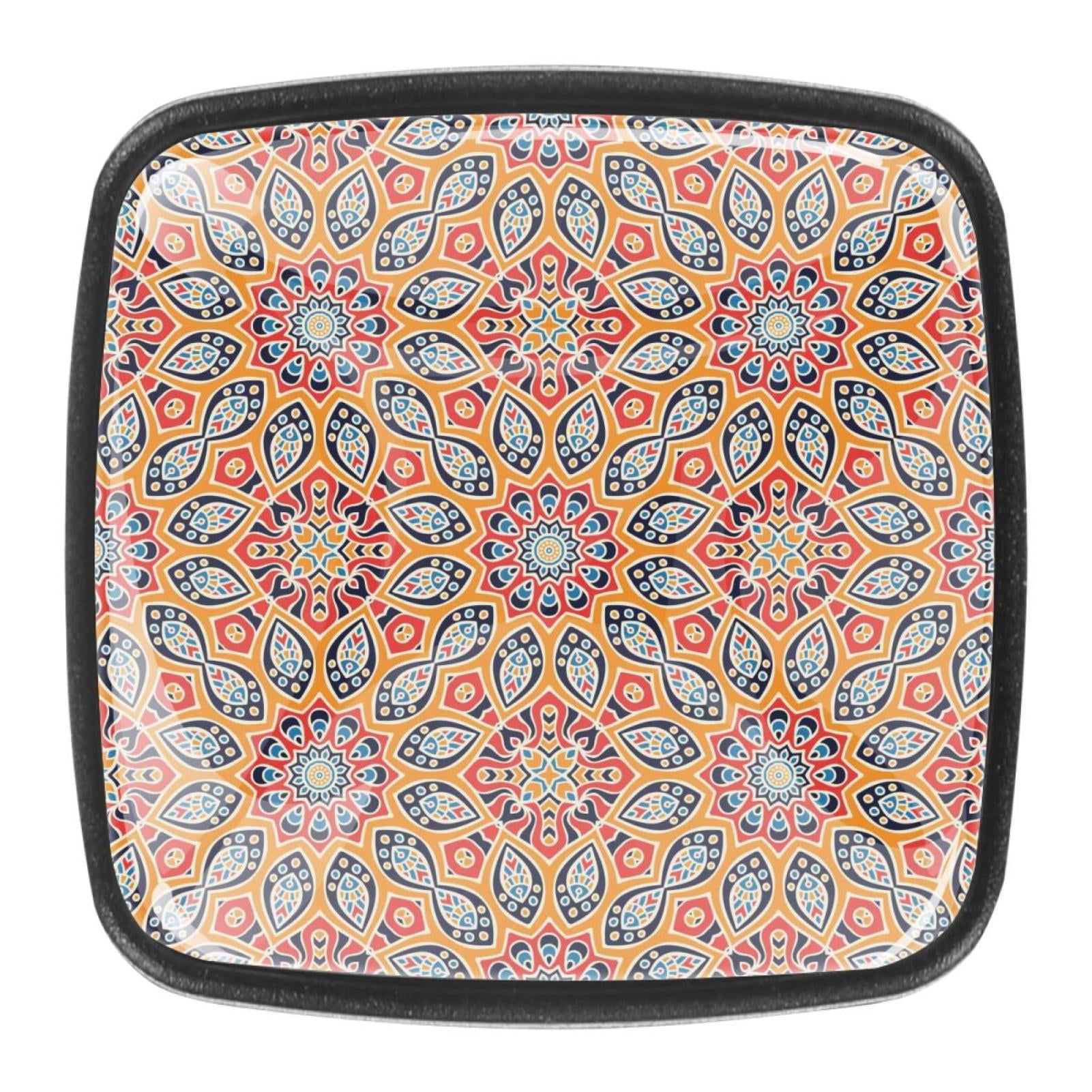 4 Pcs Square Cabinet Handle Cupboard Knob Drawer Pulls Handle Mandala ...