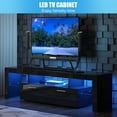 PAPROOS High Gloss TV Stand with LED Lights, Storage Drawer, Media ...