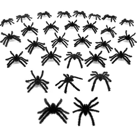 SaktopDeco 30 PCS Small Black Hairy Spiders Plastic Realistic Spiders ...