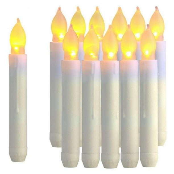 12Pcs Flamelesss LED Taper Candles, Battery Operated Floating Candles ...