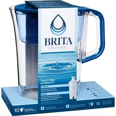 Brita Large 10-Cup Water Purifier Pitcher with Included 2 Longlast+ ...