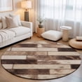 Bricks Patchwork 3FT Round Area Rugs Western Ethnic Abstract Brown ...