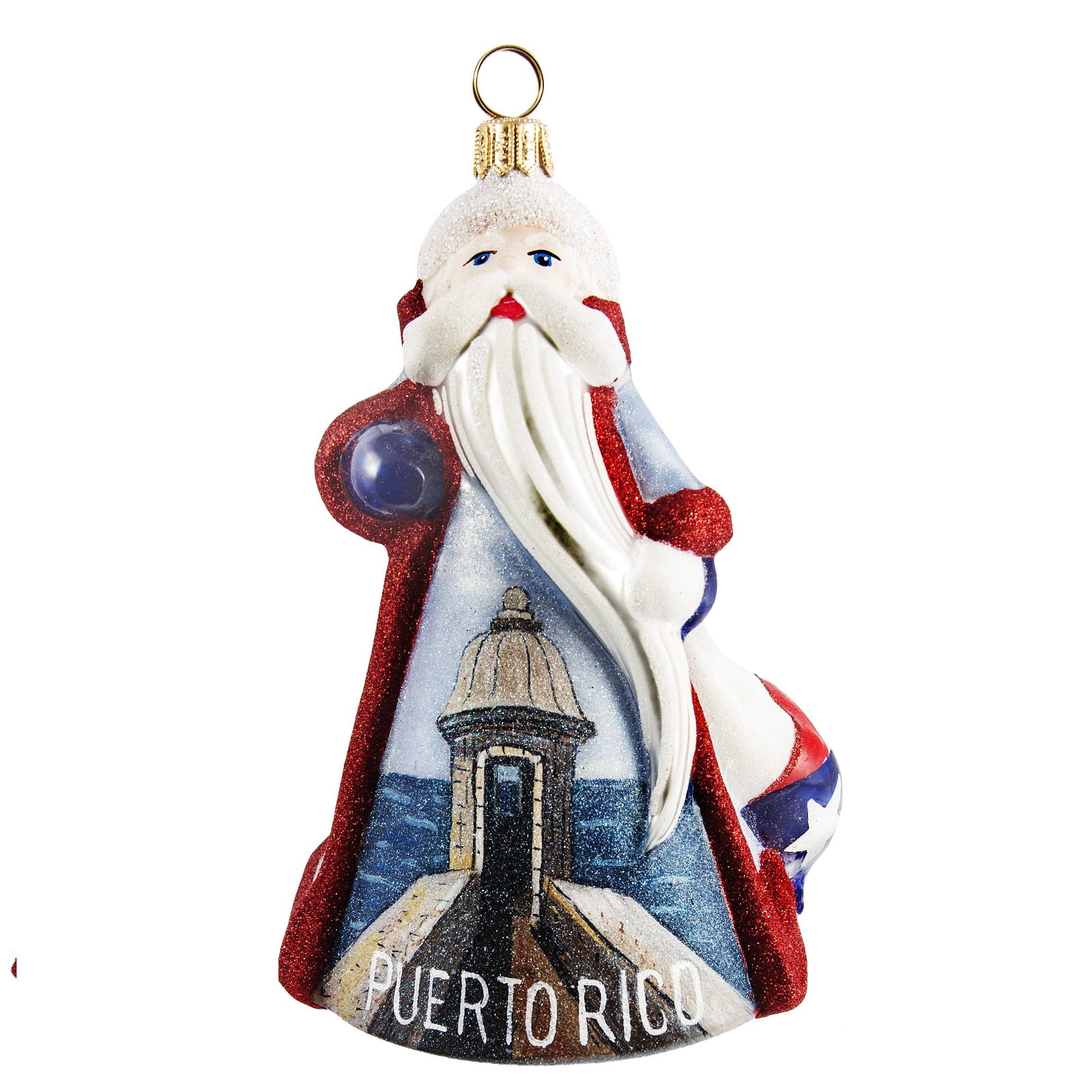 Glitterazzi Puerto Rico Santa Polish Glass Christmas Ornament - Walmart.com
