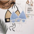 2026 Women's Open-Back V-Neck Knit Strapless Bikini Top Cotton Material ...