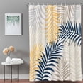 Bathroom Shower Curtain Farmhouse Navy Golden Palms Leaves Waterproof ...