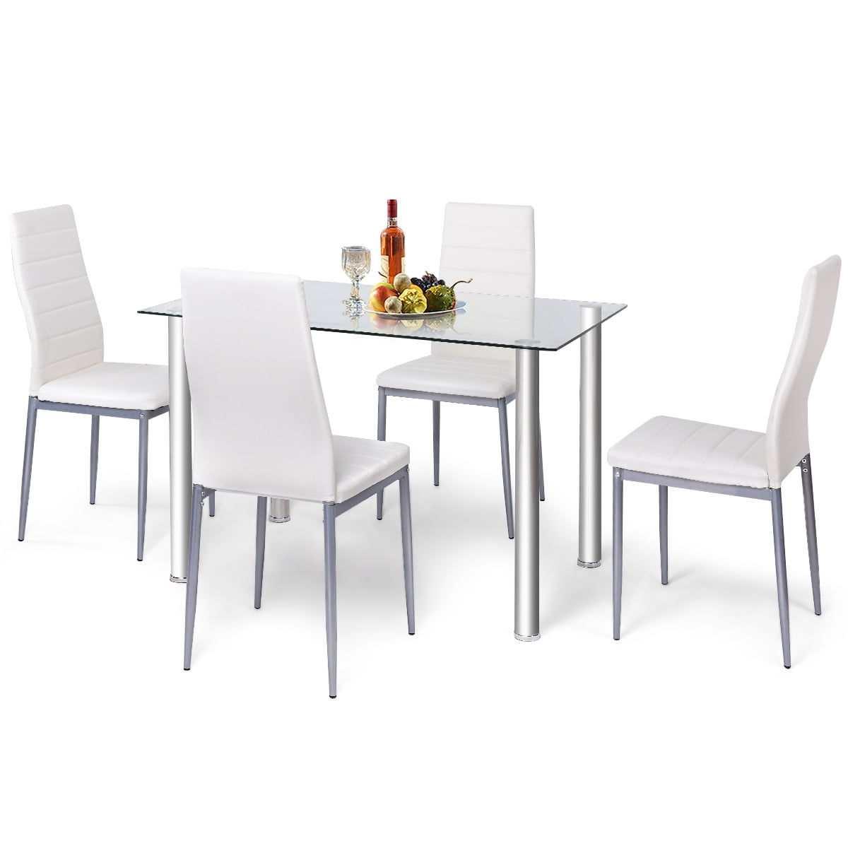 Topbuy 5 PCS Kitchen Dining Table Set Breakfast Furniture Padded Chair ...