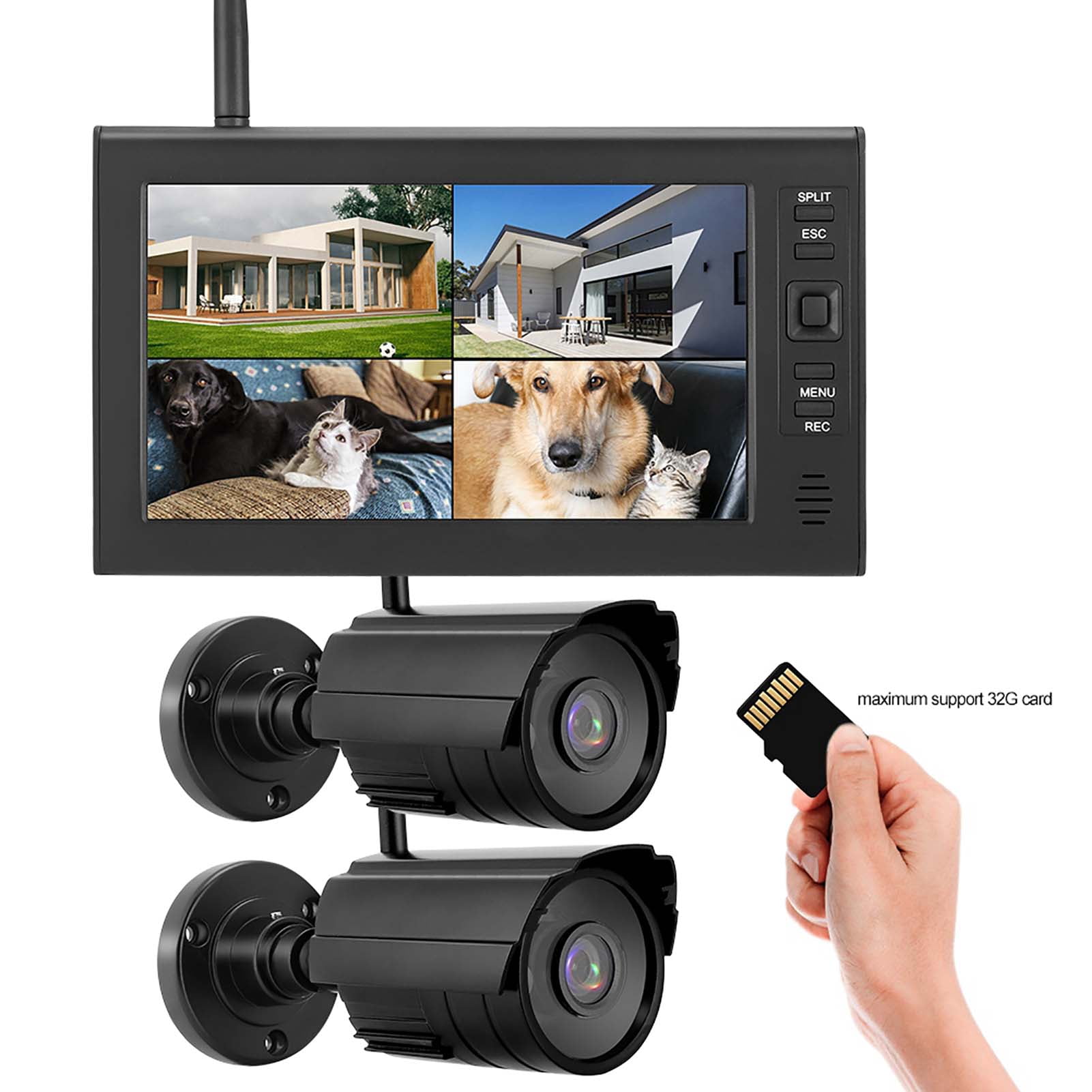 Monitor De Seguridad Inalámbrico, Cámara IR De Seguridad Con Múltiples ...