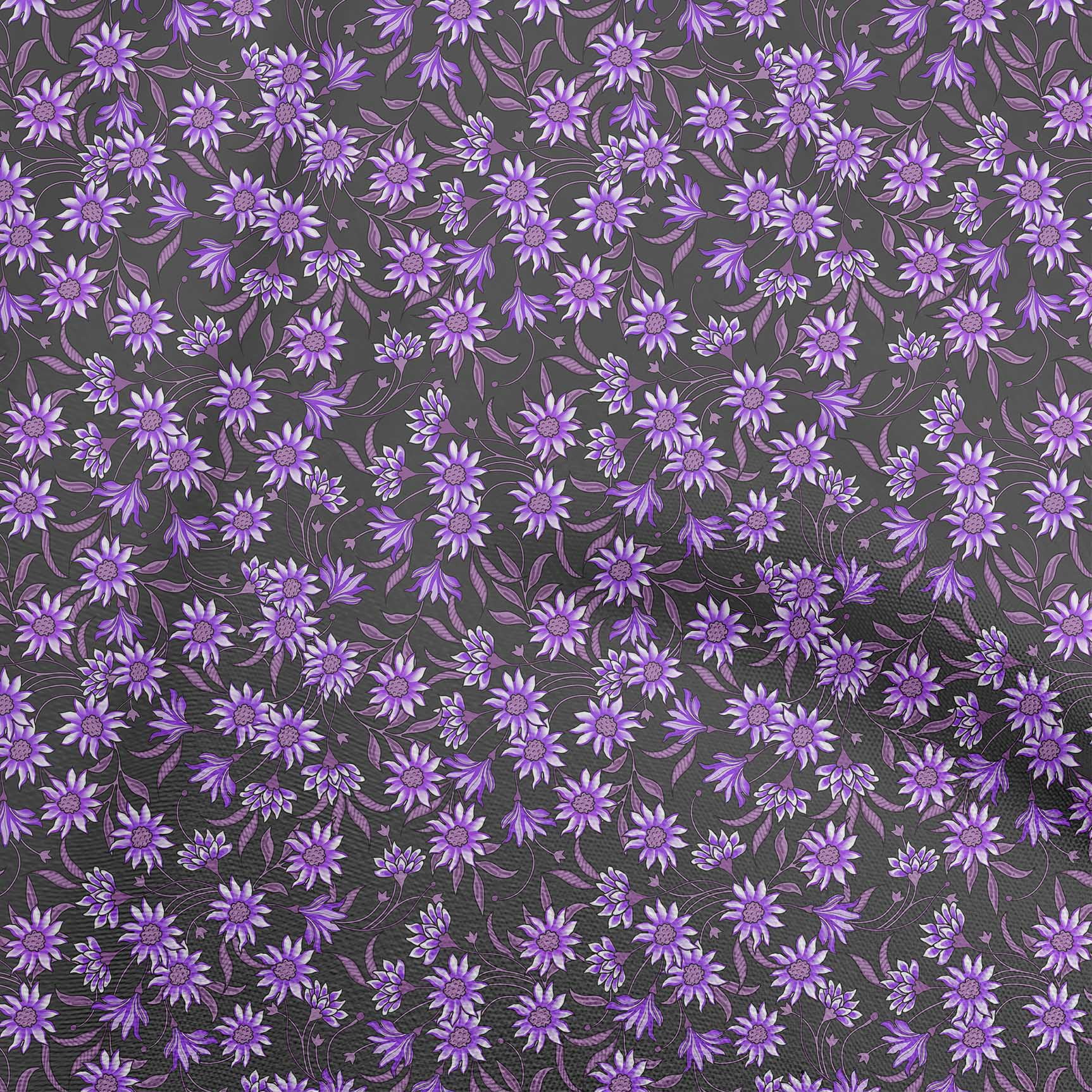 oneOone Cotton Jersey Purple Fabric Floral Retro Dress Material Fabric ...