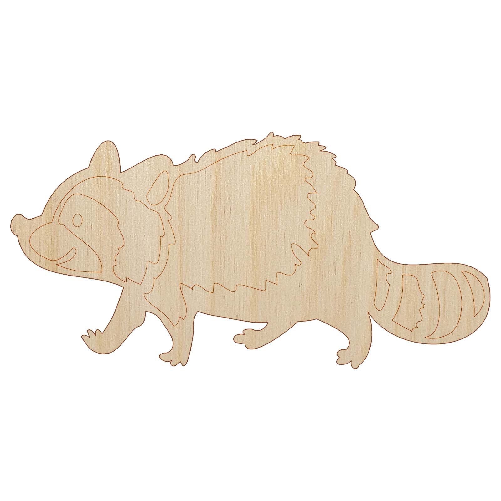Cute Raccoon Walking Wood Shape Unfinished Piece Cutout Craft DIY ...