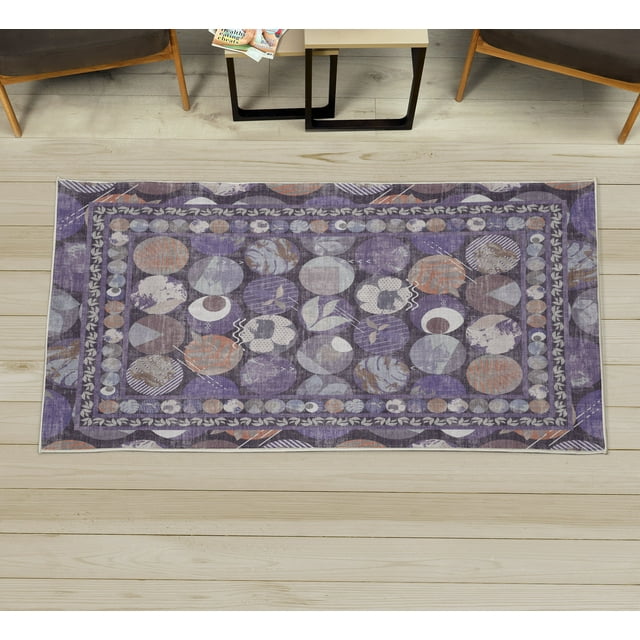 Floral Decorative Rug, Colorful Pastel Rounds with Exotic Tropical ...