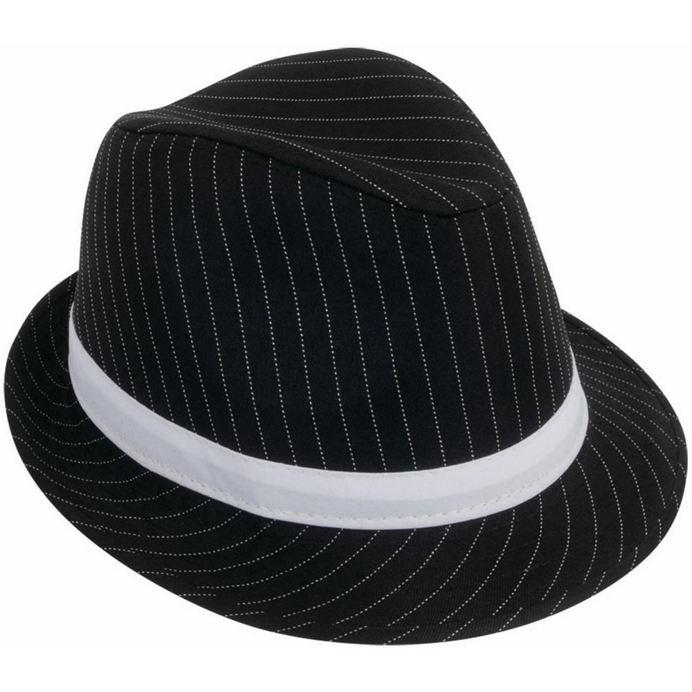 Loftus 1920s Gangster Mob Boss Costume Pinstripe Fedora, Black White ...