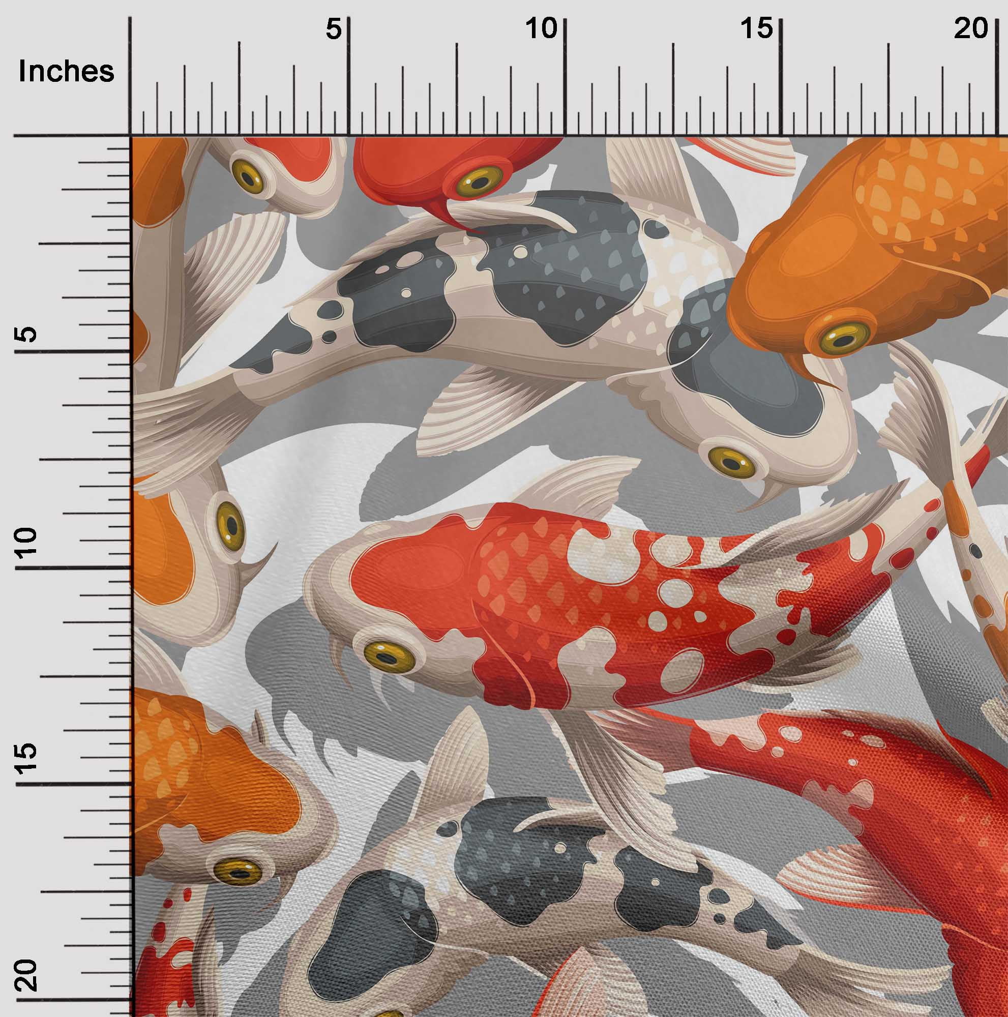 oneOone Viscose Chiffon White Fabric Koi Fish Ocean Dress Material ...