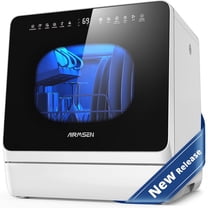AIRMSEN TDQR09 Countertop Dishwasher, Salt Chamber, 5L Built-in Water ...