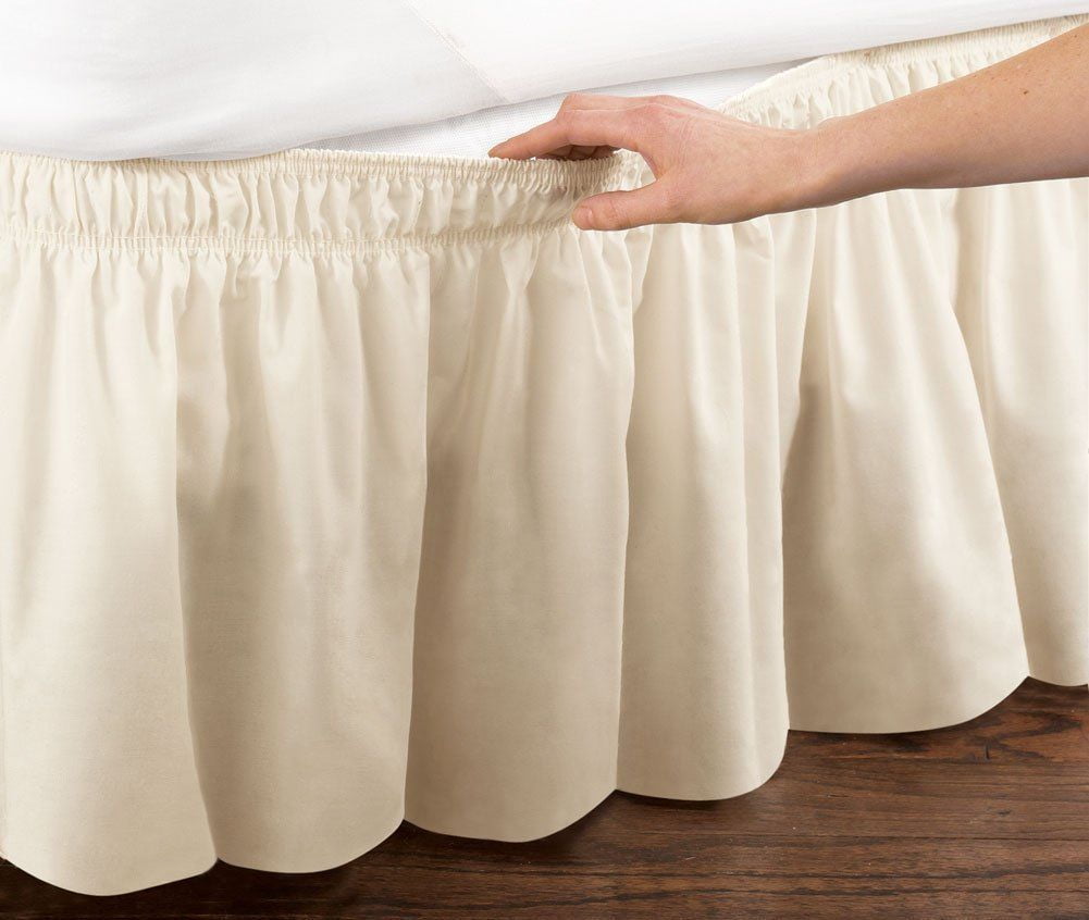 Wrap Around Bed Skirt Dust Ruffle 18 Drop Twin Extra Long Beige