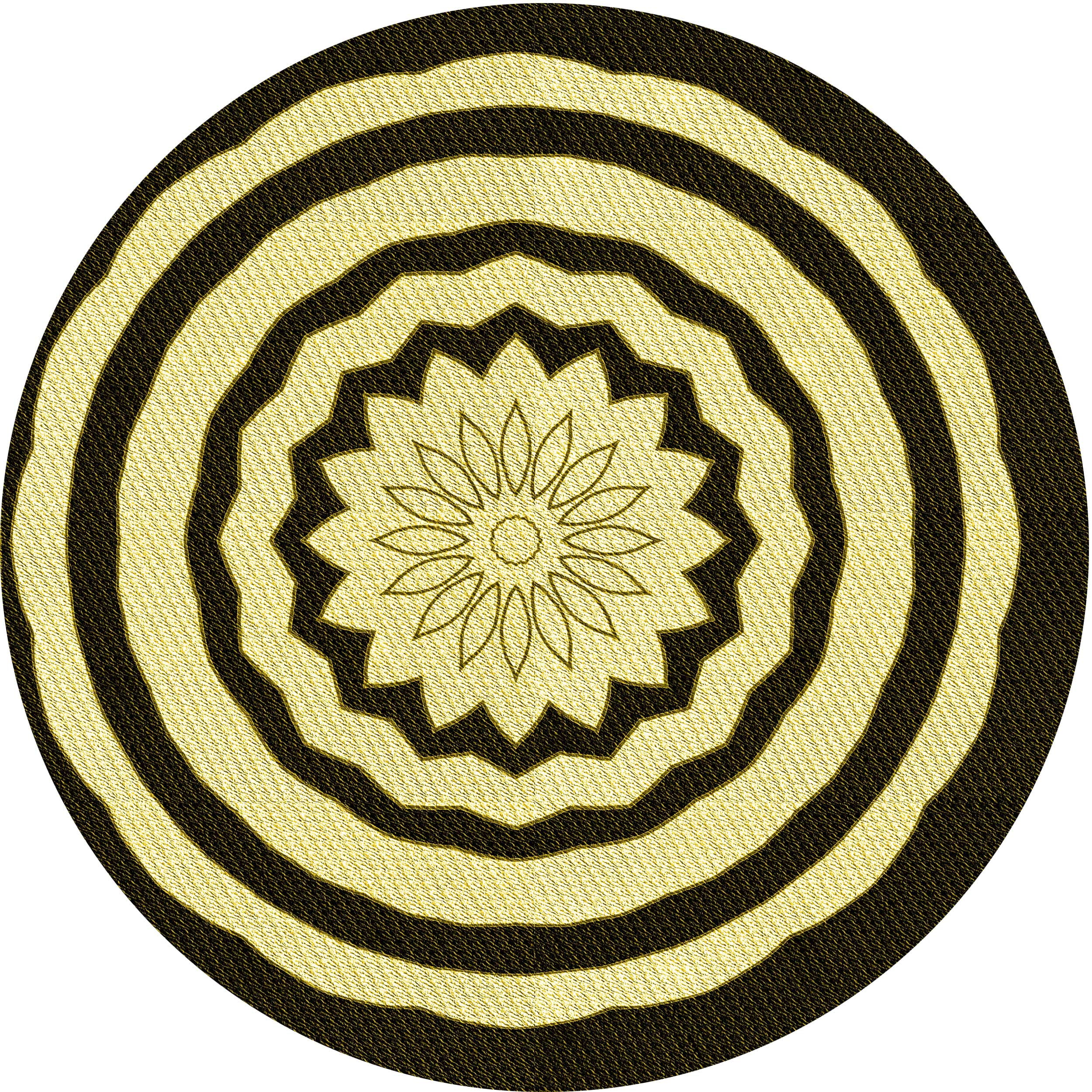 Ahgly Company Machine Washable Indoor Round Transitional Metallic Gold ...