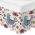 Blue Birds Bed Skirt King Size 18 Inch Drop, Nordic Style Folk Art Red ...