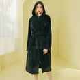 POIUYTR Womens Housecoat Hooded Robes Sherpa Zip Up Front Robe Bathrobe ...