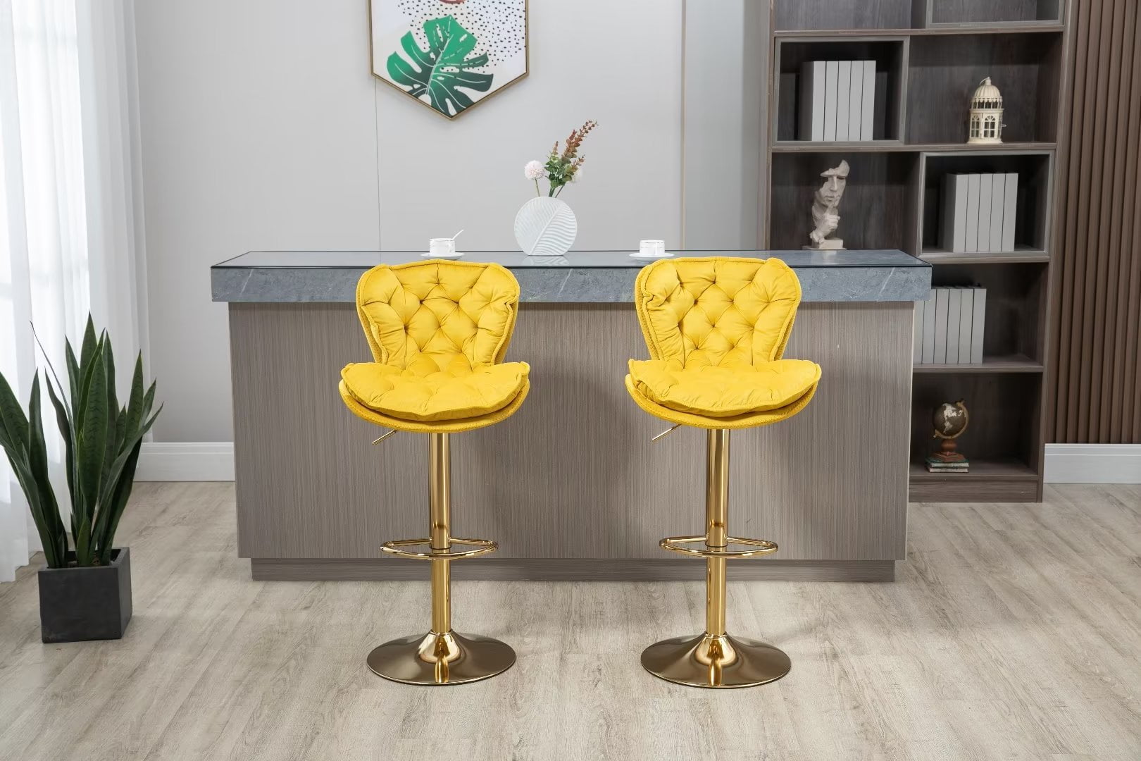 Swivel Bar Stools Set of 2, Adjustable Counter Height Bar Chairs Accent ...
