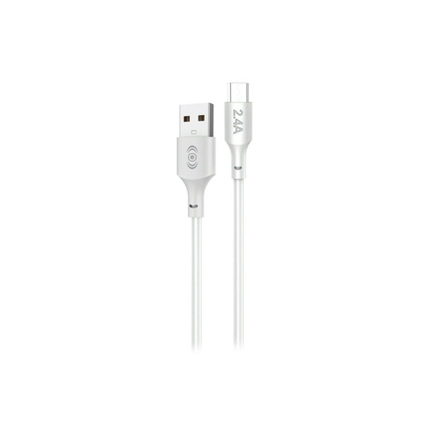 Cable De Carga Rápida Y Datos V8 A USB 2 Metros De Longitud Color Blanco | Bodega Aurrera en línea