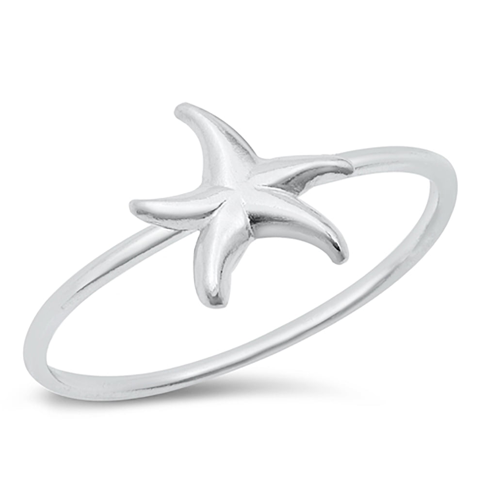 Sterling Silver Plain Starfish Ring Size 5 - Walmart.com