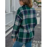 Lentta Women's Fall Color Block Plaid Flannel Shacket Jacket Button ...