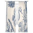 Seahorse on Retro Linen Chiffon Sheer Curtains 84 Inches Long Vintage ...