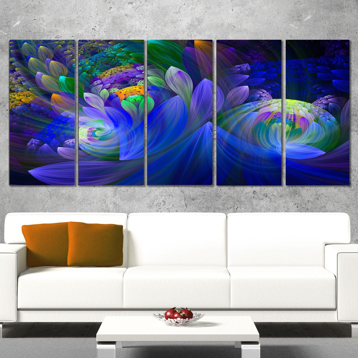 Click here for Designart Design Art Blue Fractal Flower Bouquet F... prices