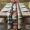 Forest Reindeer Table Runner, Country Rustic Green Red Patchwork ...