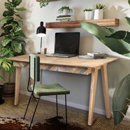 Recycled Teak Wood Bali Writing Desk with 2 Sets of Drawers for Home ...