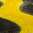 Allstar Yellow Shaggy Area Rug with 3D Grey Wavy Design. Contemporary ...