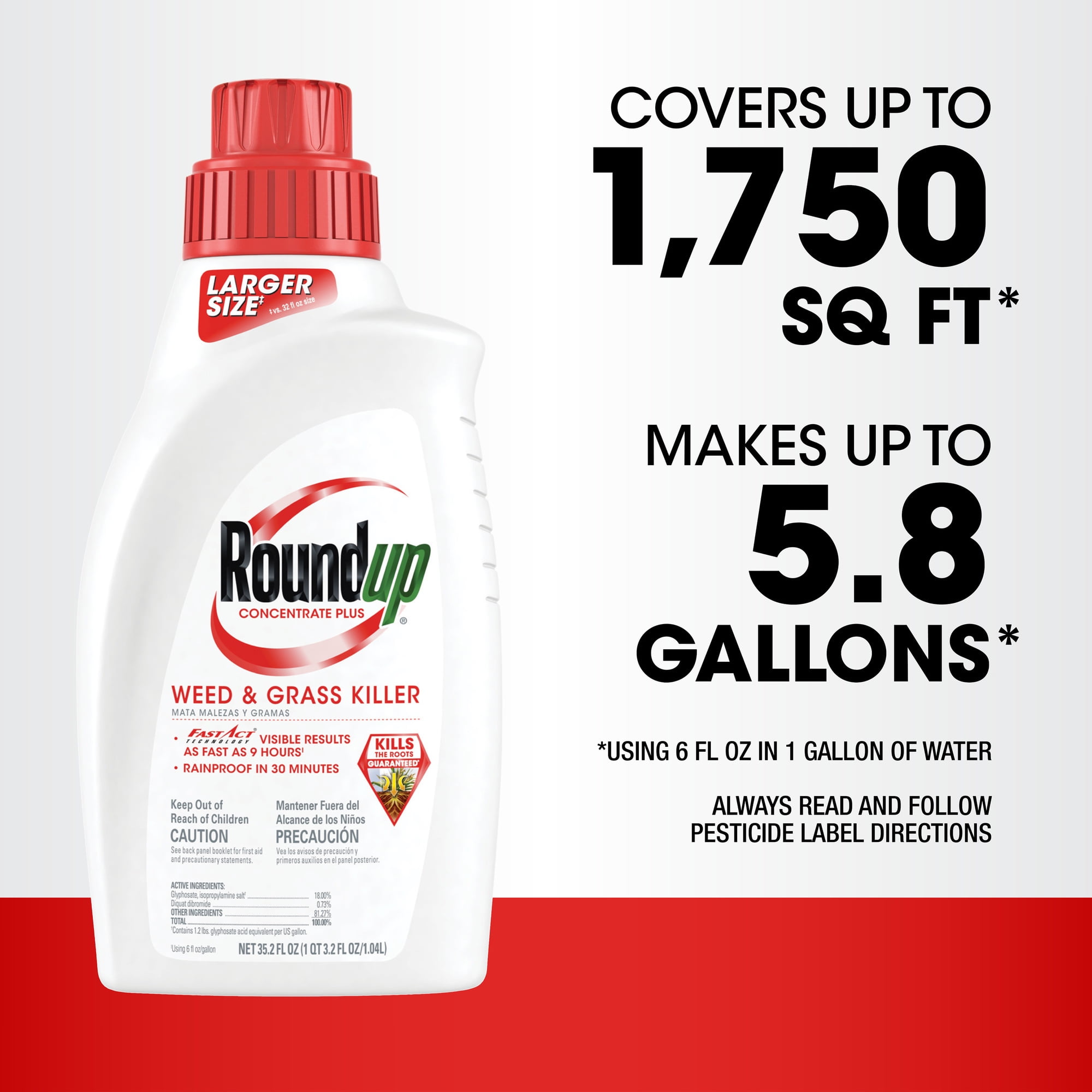 Buy Roundup Concentrate Plus Weed and Grass Killer, 35.2 oz Online at ...
