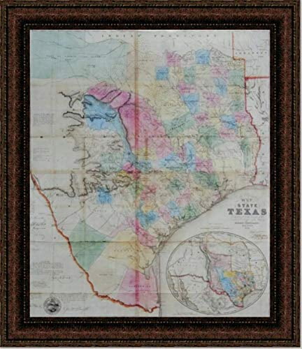 Buy 1849 Map of Texas | Framed Historic Texas Map | 19L X 18W Inches ...