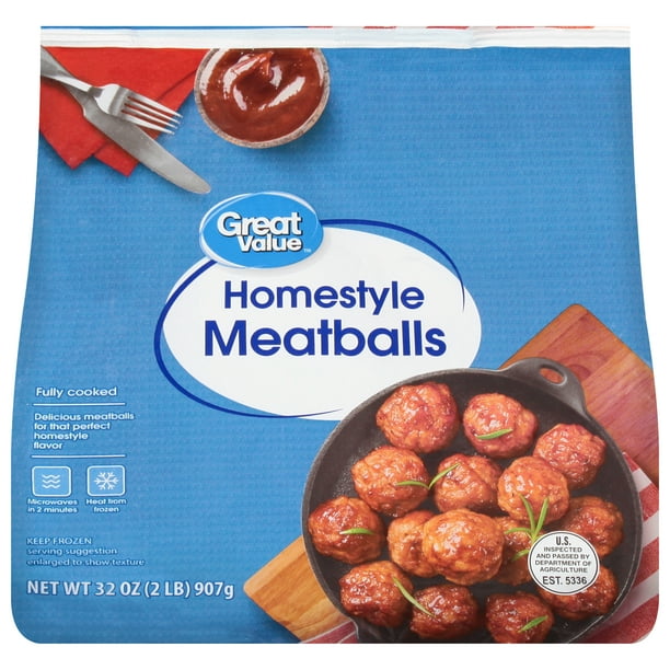 Great Value Fully Cooked Homestyle Meatballs Frozen 32 Oz