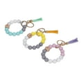 BIMZUC 3Pcs Keychain Bracelet Silicone Beads Metal Keyring Tassels ...