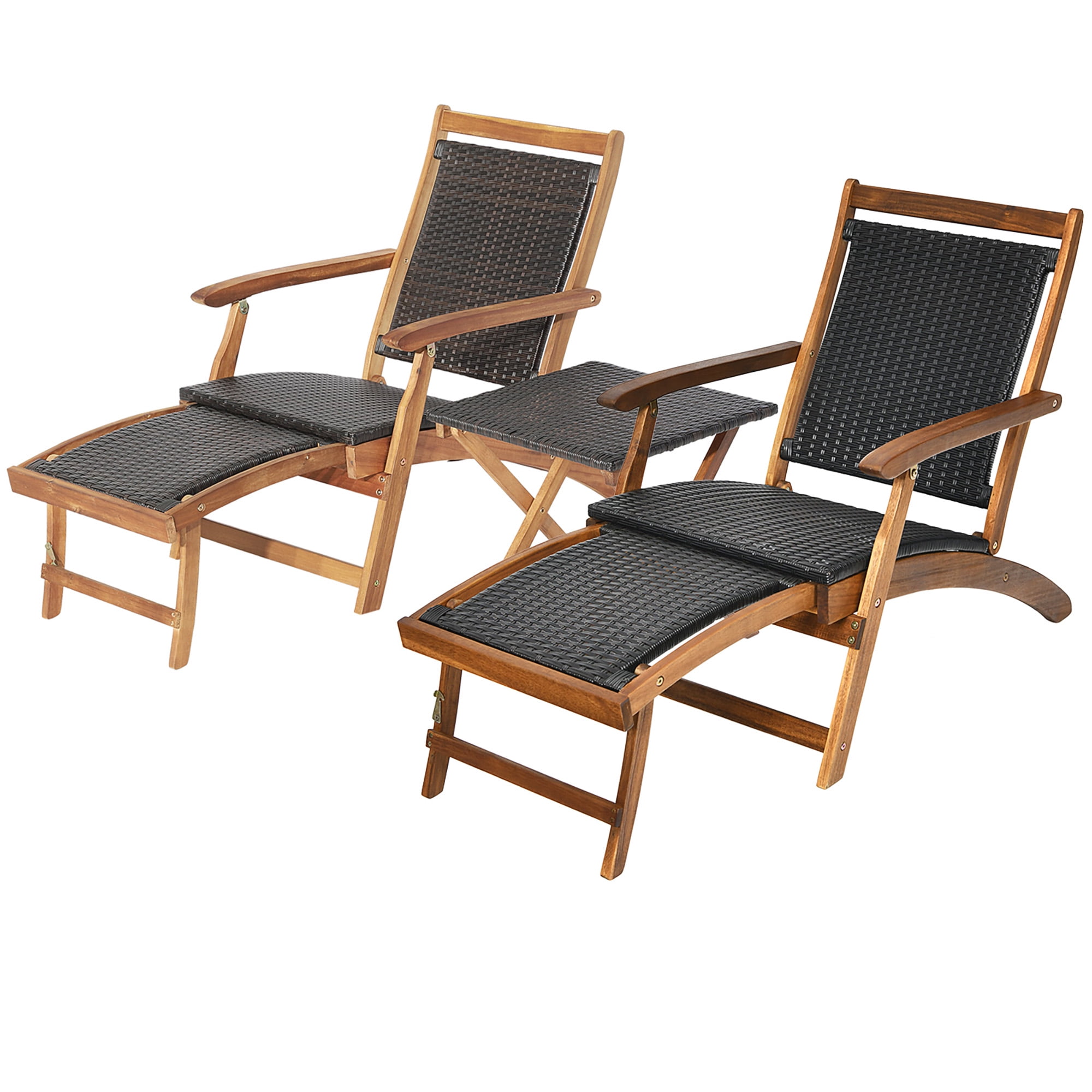 Click here for Gymax Patio Lounge Chair Set Of 3 W/ Side Table Qu... prices