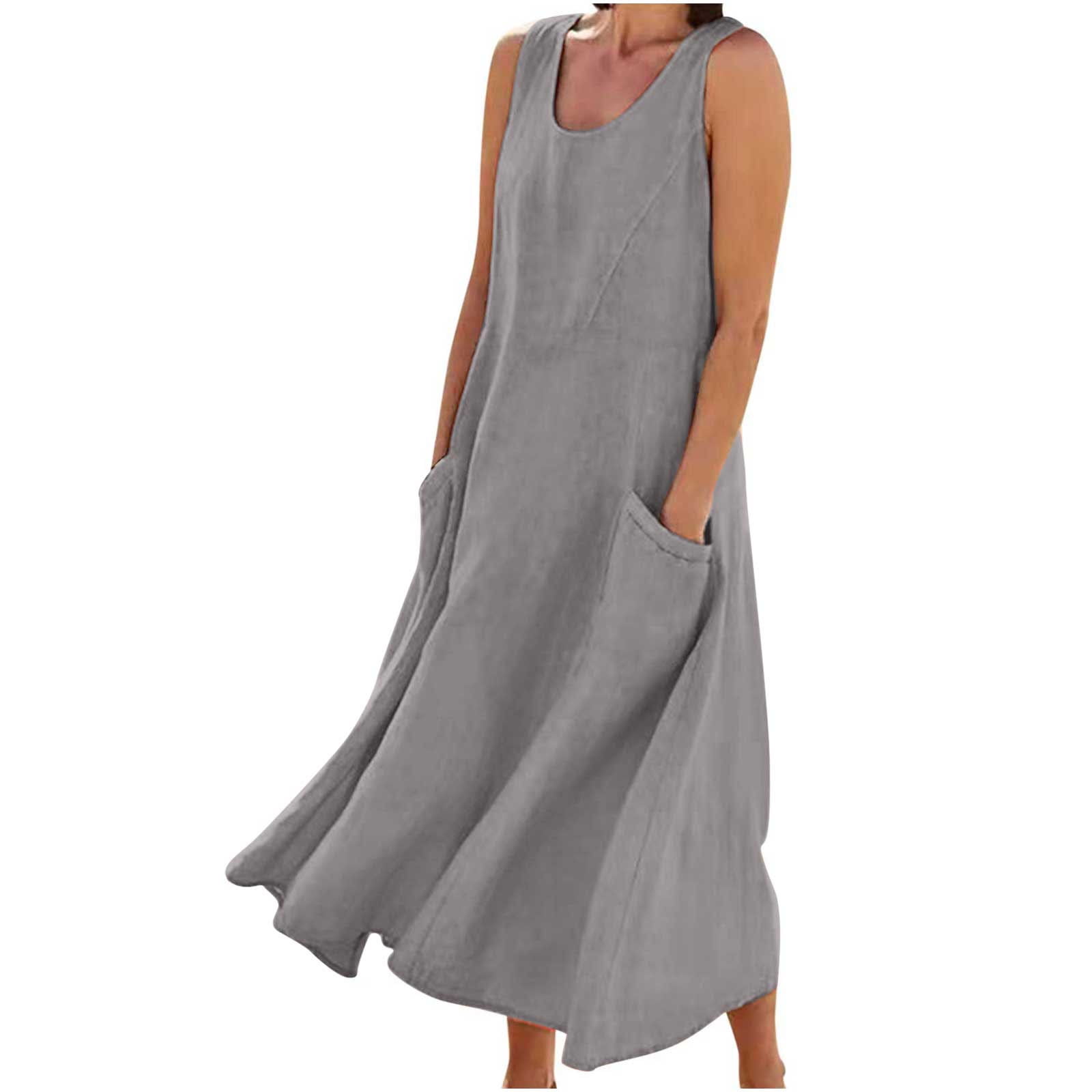 Click here for Hoksml Womens Summer Cotton Linen Long Dress Solid... prices