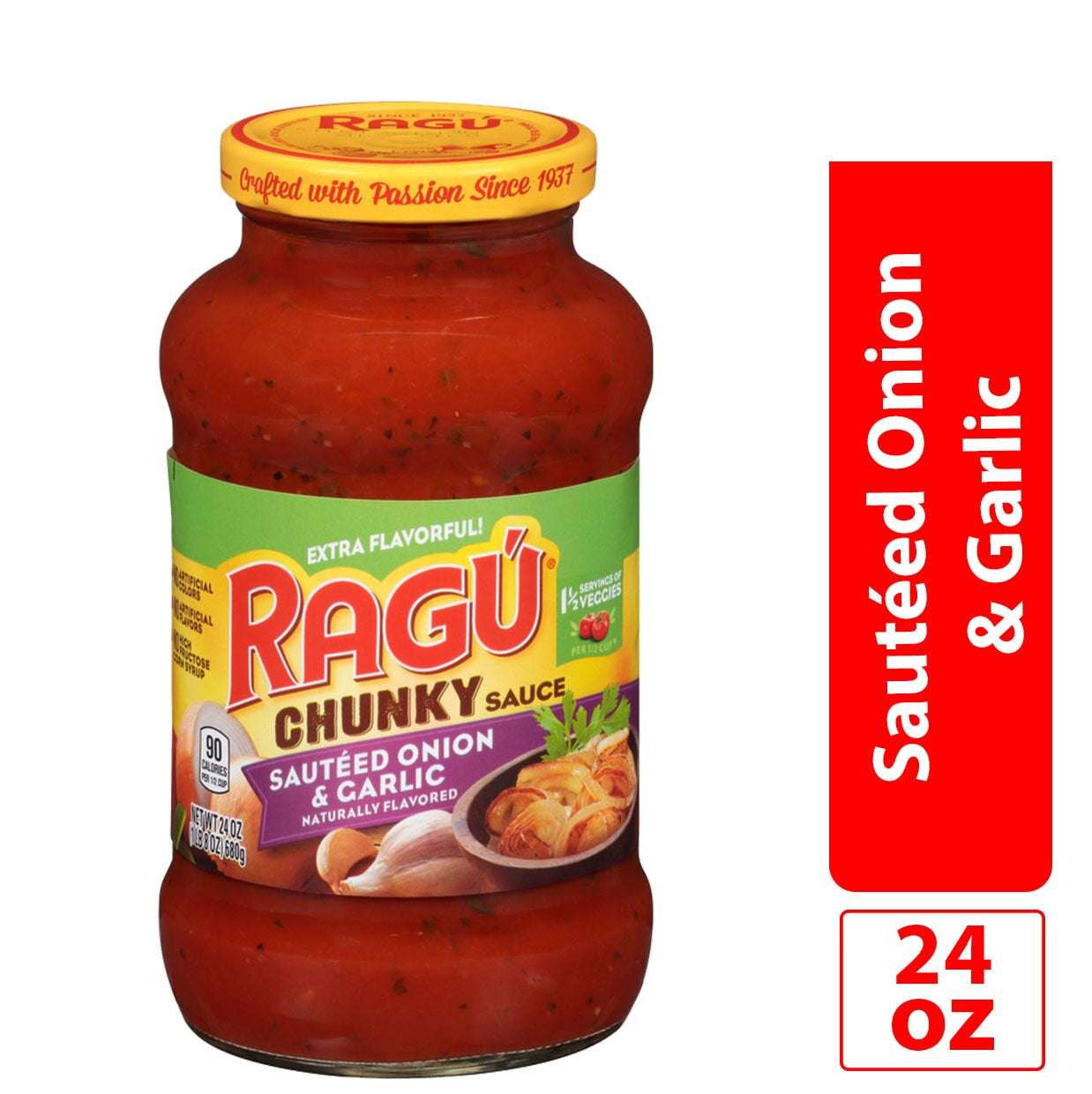 RagU Chunky Sauted Onion & Garlic Pasta Sauce 24 oz. - Walmart.com ...