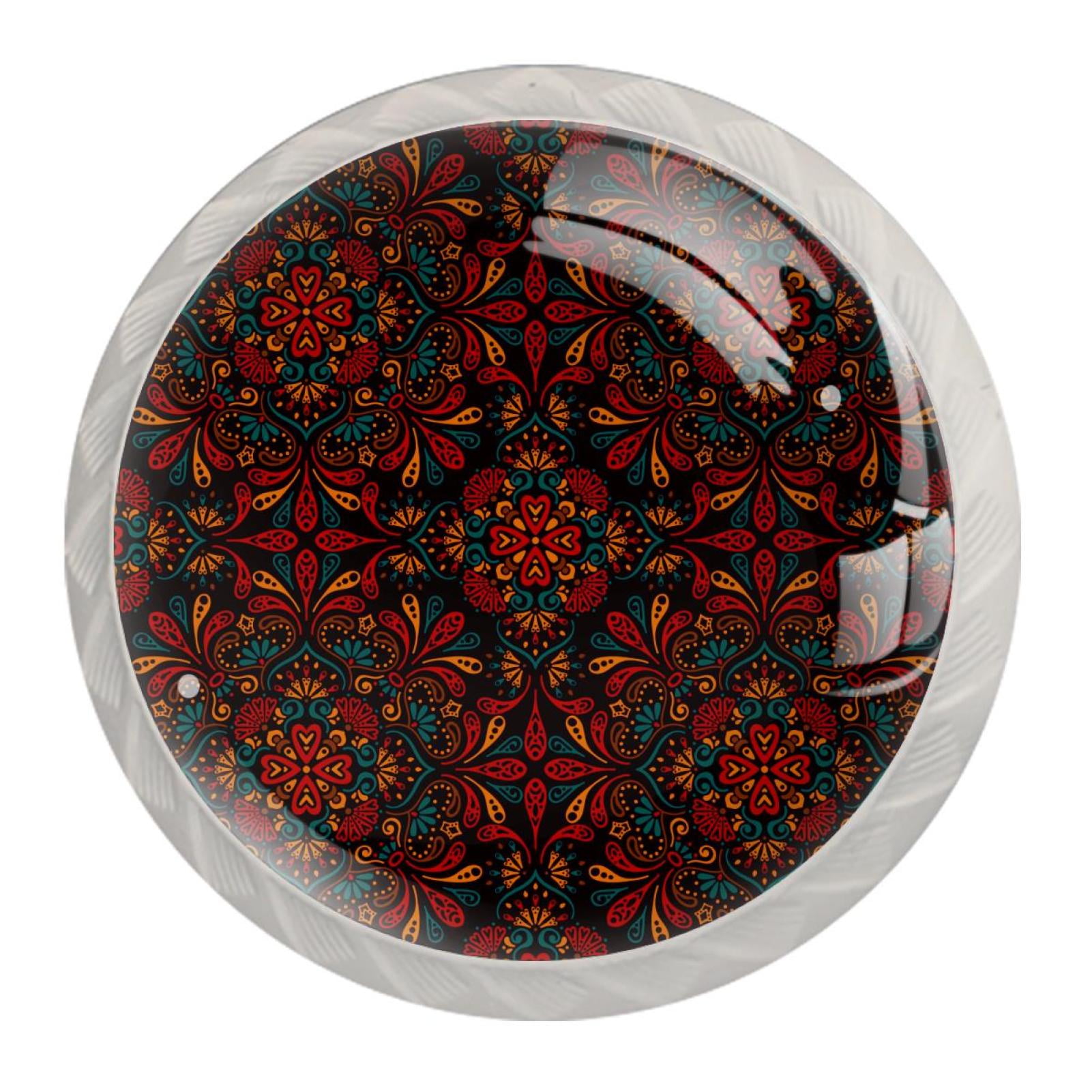 4 Pcs Mandala Boho Indian Knobs for Kitchen Cabinet Cupboard Dresser Bookcase Drawer Pulls ...