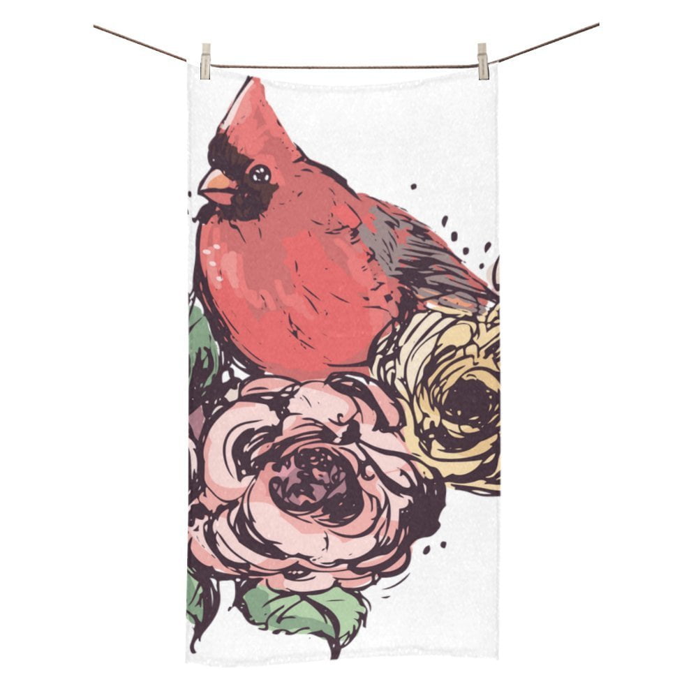 MYPOP Digital Painting A Lovely Cardinal Bird Shower Towel Bathroom ...